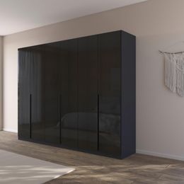Dreht&uuml;renschrank OTTO HOME "Kleiderschrank Schrank Garderobe AGORDO TOPSELLER Schlafzimmer", grau (graumetallic, effektgrau hochglanz), B:271cm H:210cm T:54cm, Holzwerkstoff, Schr&auml;nke, Dreht&uuml;renschrank, durchdachte Innenausstattung, in 7 Breiten und 2 H&ouml;hen MADE IN GERMANY, Topseller