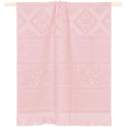 Handtuch Pad "HARLEM, 50x100 cm", pink (dusty pink), B:50cm L:100cm, Frottee, Frottee, Handt&uuml;cher, Made in Europe, Ton in Ton gestreift, mit Ornamenten, mit Fransen