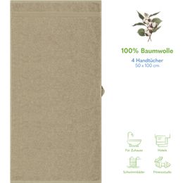 Handtuch Set HAMMETEX, B:50cm L:100cm, beige, Frottier, Baumwolle, Handt&uuml;cher, "4er Set Handt&uuml;cher 50x100 cm, 100% Baumwolle, Weich & Saugstark", mit
