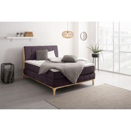 Boxspringbett OTTO HOME, B:161cm L:216cm, lila, Polyester, Komplettbetten, "Jelle", zertifizierte, recycelte Bezugsstoffe, verschiedene Ausf&uuml;hrungen