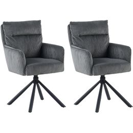 Esszimmerstuhl OTTO HOME, B:57cm H:95cm T:67cm, grau, Metall, Polyester, St&uuml;hle, "Justin", gem&uuml;tlicher Sessel mit Taschenfederkern, 360 Grad drehbar,