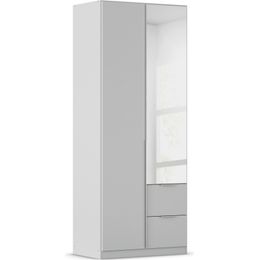 Dreht&uuml;renschrank OTTO HOME "Kleiderschrank Schrank Garderobe AGORDO mit Dekor- oder Hochglanzfront", grau (seidengrau), B:91cm H:229cm T:54cm, Holzwerkstoff, Schr&auml;nke, Dreht&uuml;renschrank, mit Au&szlig;enschubk&auml;sten, in 7 Breiten und 2 H&ouml;hen MADE IN GERMANY