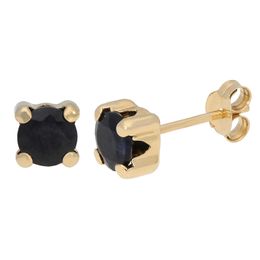 Firetti Damen Paar Ohrstecker "Schmuck Geschenk Gold 375 Ohrschmuck Ohrringe Solit&auml;r", 7mm, Gelbgold 375, schwarz, Gelbgold 375, Ohrringe, mit