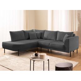 Ecksofa Home Affaire, B:231cm H:83cm T:198cmdunkelgrau, 100% Polyester, Sofas, "NELLIA L-Form mit Ottomane rechts oder links bestellbar, Breite 231