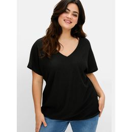sheego Damen T-Shirt "T-Shirt"schwarz, Gr. 40, unifarben, 98% Polyester, 2% Elasthan, Shirts