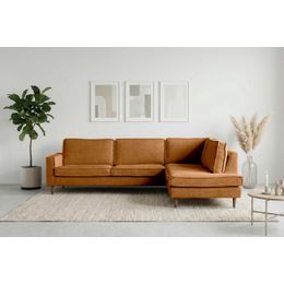 Ecksofa Home Affaire, B:290cm H:85cm T:217cmbrick rot, 100% Polyester, Wohnzimmer, Sofas, "Pinto Skandi, 290 cm, Chenille, Struktur, Ottomane links /
