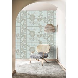 Livingwalls LIVING WALLS Vliestapete "Vintage-Tapete Blumenmuster Hellblau Beige Floral", B/L: 2,7m x 4m, Rollen: 1hellblau, Wohnzimmer, Tapeten