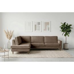 Ecksofa Home Affaire, B:290cm H:85cm T:217cmbraun, 100% Polyester, Wohnzimmer, Sofas, "Pinto Skandi, 290 cm, Chenille, Struktur, Ottomane links /