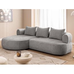 Ecksofa Home Affaire, B:257cm H:78cm T:159cmgrau, 100% Polyester, Wohnzimmer, Sofas, "LUSSAC L-Form Design-Sofa mit Zierkissen, Ma&szlig;e B/T/H: