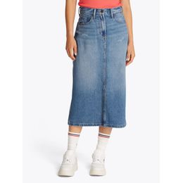 Tommy Jeans Damen Jeansrock "CLAIRE MIDI SKIRT BI8036", blau, Gr. 28, unifarben, Denim/Jeans, Obermaterial: 82% Baumwolle, 18% Lyocell, R&ouml;cke, in