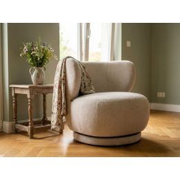 Drehsessel Home Affaire, B:76cm H:70,5cm T:78cmcreme, pine wood frame, foam, fabric, Sessel, "ANNELIN, Loungesessel, Clubsessel", 360 drehbar,