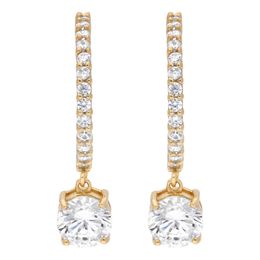 Firetti Damen Paar Creolen "Schmuck Geschenk Silber 925 Ohrschmuck Ohrringe St&auml;bchen Form", Silber 925 (Sterlingsilber)gelbgoldfarben, kristallwei&szlig;,