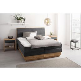 Boxspringbett OTTO HOME, B:184cm L:216cm, grau, Polyester, Komplettbetten, "JENNA in verschiedenen Farben und Breiten erh&auml;ltlich", LED-Beleuchtung,