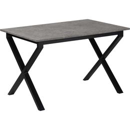 Esstisch OTTO HOME, B:120cm H:75cm T:80cmzement, optik, schwarz, zement, optik, Tische, "Boddhi", schwarzes Metallgestell, Plattenvarianten w&auml;hlbar,