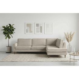 Ecksofa Home Affaire, B:290cm H:85cm T:217cmcreme, 100% Polyester, Wohnzimmer, Sofas, "Pinto Skandi, 290 cm, Chenille, Struktur, Ottomane links /