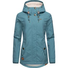 Winterjacke Ragwear "Monade", Damen, Gr. M (38), blau (ocean), Obermaterial: 65% Polyester, 35% Baumwolle; Futter: 100% Polyester; Wattierung: 100% Polyester, figurbetont Po-bedeckend, verstellbar Rippstrickb&uuml;ndchen mit Druckknopf, Jacken Winterjacke, Damen Winterparka mit Kapuze und m. Fleece gef&uuml;ttert, Topseller