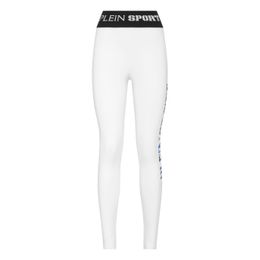 Plein Sport Damen Leggings "Leggings"0107, wei&szlig;, lightblau, Gr. S, Obermaterial: 90% Polyester, 10% Elasthan, Hosen