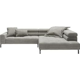 Ecksofa Home Affaire, B:311cm H:71cm T:219cm, grau, 88% Polyester, 12% Polyacryl, Wohnzimmer, Sofas, "Claya, L-Form, incl. Kopfteilverstellung,