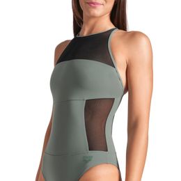 arena Damen Badeanzug "WOMEN'S arena MESH PANELS SWIMSUIT SWIM PRO BACK", gr&uuml;n, Gr. 34, Obermaterial: 74% Polyamid, 26% Elasthan, Badeanz&uuml;ge, Mit