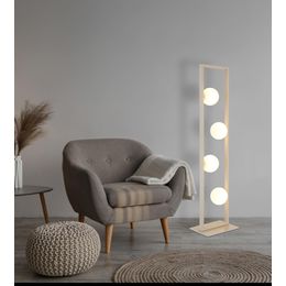 NOWA Stehlampe "NANDA", 4, &Oslash; 12cm H: 110cm, 1 Stk., beige, Wohnzimmer, Leuchten, Stehleuchte,Sand,Wohnraum,Schlafzimmer,Glaskugel opal,Flur,modern