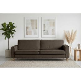 3-Sitzer Home Affaire, B:236cm H:89cm T:97cmbraun, 100% Polyester, Sofas, "Pinto Skandi,Maxi-Ausf&uuml;hrung, 236 cm, Chenille, Struktur", mit Keder,