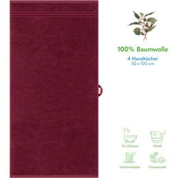 Handtuch Set HAMMETEX, B:50cm L:100cm, rot, Frottier, Baumwolle, Handt&uuml;cher, "4er Set Handt&uuml;cher 50x100 cm, 100% Baumwolle, Weich & Saugstark", mit