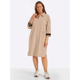 WITT Damen Polokleid im hochwertigen Modal-Mix, beige-schwarz, Gr&ouml;&szlig;e 40