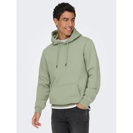 Only & Sons ONLY & SONS Herren Kapuzensweatshirt "ONSCERES HOODIE SWEAT NOOS", gr&uuml;n, Gr. S, unifarben, angeraute Sweatware, Obermaterial: 57% Baumwolle, 43%