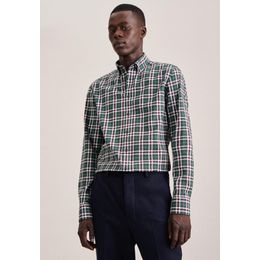 Seidensticker Herren Flanellhemd "Slim", gr&uuml;n, Gr. 38, kariert, 100% Baumwolle, Hemden, Slim 1/1 Button-Down-Kragen Karo
