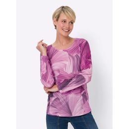 Classic Basics Damen Langarmshirt "Druck-Shirt", rosa, Gr. 40, gemustert, mehrfarbig, 100% Polyester, Shirts