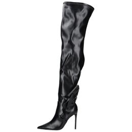 Steve Madden Damen Overkneestiefel "Steve Madden Stiefel Lederimitat", Gr. 39schwarz, Lederimitat, Schuhe
