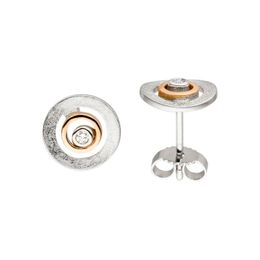 Jobo Damen Paar Ohrstecker "Ohrringe Goldohrringe rund 9 mm", 9,3mm, SI = kleine Einschl&uuml;sse, Diamanten Ros&eacute;gold 585ros&eacute;gold 585, Diamanten, Ros&eacute;gold