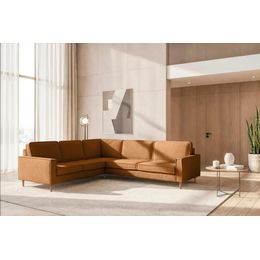 Ecksofa Home Affaire, B:290cm H:89cm T:250cmbrick rot, 100% Polyester, Wohnzimmer, Sofas, "Pinto Skandi, 290 cm, Chenille, Struktur, Ottomane links /