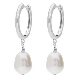 Firetti Damen Paar Creolen "Schmuck Geschenk Silber 925 Ohrschmuck Ohrringe", 10mm, Perlen Silber 925 (Sterlingsilber), silber, Perlen, Silber 925