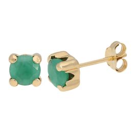 Firetti Damen Paar Ohrstecker "Schmuck Geschenk Gold 375 Ohrschmuck Ohrringe Solit&auml;r", 7mm, Gelbgold 375, gr&uuml;n, Gelbgold 375, Ohrringe, mit Saphir,