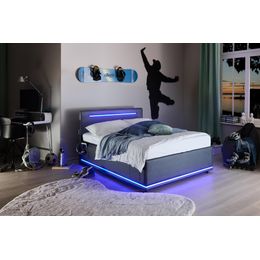 Meise M&ouml;bel Polsterbett MEISE.M&Ouml;BEL "CIRCLE inkl. LED-Beleuchtung & USB-Anschluss, wahlweise mit Bettkasten", schwarz, schwarz, schwarz, H:90cm L:211cm, Betten, Polsterbett, erh&auml;ltlich in den Breiten 90cm, 120cm & 140cm