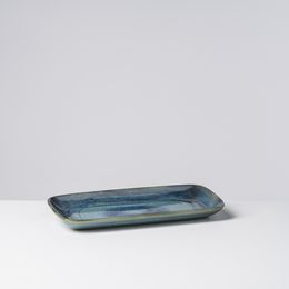 GIPFELST&Uuml;CK Servierplatte "Tiefer See", B/H/L: 11,5cm x 28cm, blau, Servierplatten, Scandi-Style, gl&auml;nzende Reaktivglasur, jedes St&uuml;ck ein Unikat