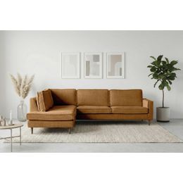 Ecksofa Home Affaire, B:290cm H:85cm T:217cmbrick rot, 100% Polyester, Wohnzimmer, Sofas, "Pinto Skandi, 290 cm, Chenille, Struktur, Ottomane links /