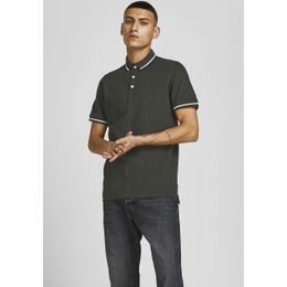 Jack & Jones JACK & JONES Herren Poloshirt "JJEPAULOS Poloshirt mit klassischem Kragen und figurbetonter Form", gr&uuml;n, Gr. XS, unifarben mit Farbeinsatz, Piqu&eacute;,