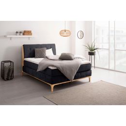 Boxspringbett OTTO HOME, B:161cm L:216cm, schwarz, Polyester, Komplettbetten, "Jelle", zertifizierte, recycelte Bezugsstoffe, verschiedene