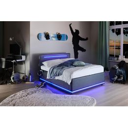 Meise M&ouml;bel Polsterbett MEISE.M&Ouml;BEL "CIRCLE inkl. LED-Beleuchtung & USB-Anschluss, wahlweise mit Bettkasten", schwarz, schwarz, schwarz, H:90cm L:211cm, Betten, Polsterbett, erh&auml;ltlich in den Breiten 90cm, 120cm & 140cm