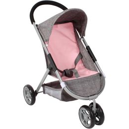 Bayer Chic 2000 CHIC2000 Kinder Puppenbuggy "Speedy"melange grau, rosa, Kunststoff, Metall, Polyester, B:35cm H:59cm T:54cm, Puppenwagen, mit leichtg&auml;ngigen