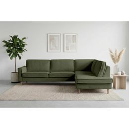 Ecksofa Home Affaire, B:290cm H:85cm T:217cmgr&uuml;n, 100% Polyester, Wohnzimmer, Sofas, "Pinto Skandi, 290 cm, Chenille, Struktur, Ottomane links /