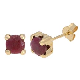 Firetti Damen Paar Ohrstecker "Schmuck Geschenk Gold 375 Ohrschmuck Ohrringe Solit&auml;r", 7mm, Gelbgold 375, rot, Gelbgold 375, Ohrringe, mit Saphir,