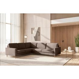 Ecksofa Home Affaire, B:290cm H:89cm T:250cmbraun, 100% Polyester, Wohnzimmer, Sofas, "Pinto Skandi, 290 cm, Chenille, Struktur, Ottomane links /