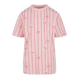Karl Kani Damen T-Shirt "Karl Kani KW251-027-2 Signature Heart Pinstripe Os Tee"rose, rot, Gr. M, gestreift, 100% Baumwolle, Shirts