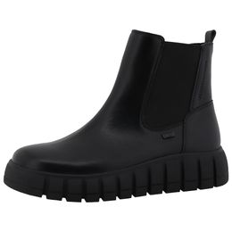 Tom Tailor Damen Chelseaboots, Gr. 37, schwarz, Elastischer Einsatz, Lederimitat, unifarben, Schuhe, Keilstiefelette, Plateauboots mit Rei&szlig;verschluss