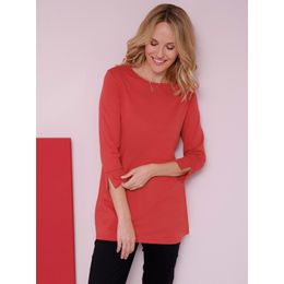 Classic Basics Damen 3/4-Arm-Shirt "Longshirt", rot, Gr. 54, unifarben, 100% Baumwolle, Shirts
