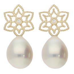 Firetti Damen Paar Ohrstecker "Schmuck Geschenk Gold 375 Ohrschmuck Ohrringe Blume", 8,5mm, Gelbgold 375 Perlengelbgoldfarben, kristallwei&szlig;, wei&szlig;,
