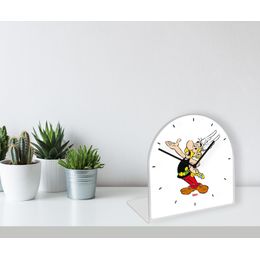 Tischuhr LUCKYLINDErot, Tischuhren, "Asterix", Tischuhr aus Acrylglas, Uhr, bedruckt, ger&auml;uschlos, modern